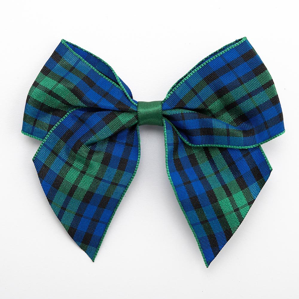 Blue & Green Tartan Ribbon Bows 10cm - Favour This